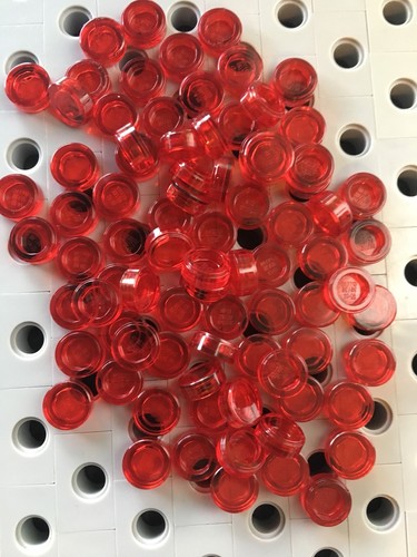 Lego 1x1 Trans Red Round Flat Tiles Smooth Finishing Floor Stones 25pcs ...
