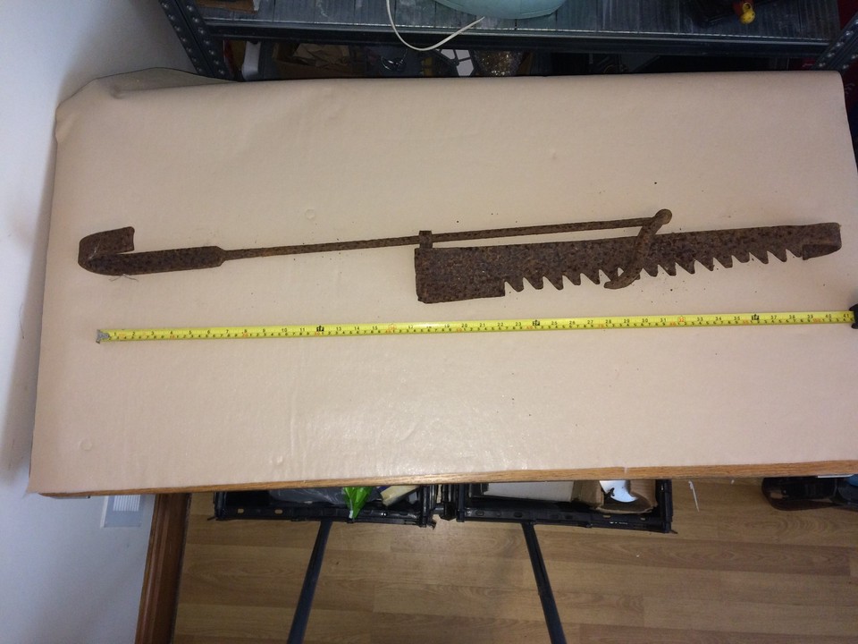 Antique Wrought Iron Sawtooth Trammel Pot Hanger - Inglenook Chimney ...