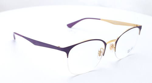 Ray-Ban RB6422 3045 Polished Violet Round Half Rim Womens Eyeglasses ...