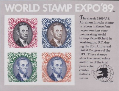 World Stamp Expo '89 Souvenir Sheet 90 Cent Postage Stamps Scott 2433 ...
