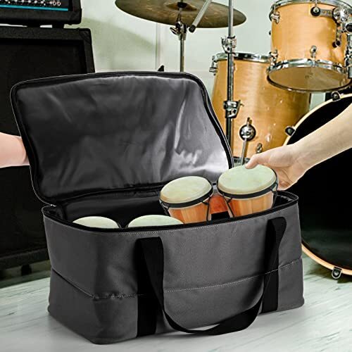 Bongo Drum Bag with Carrying Grip, 18 Inch Standard Size Padded Bongo ...