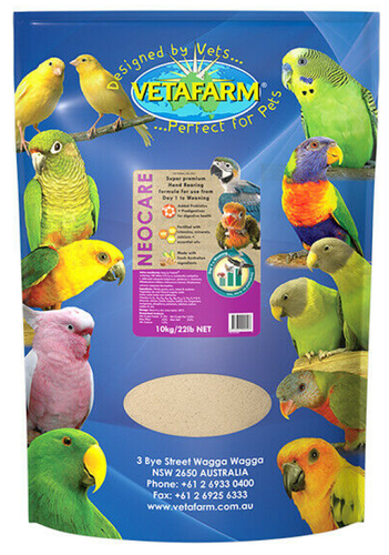VETAFARM Neocare 10kg Hand Rearing Bird Food for All Parrots Baby Birds ...