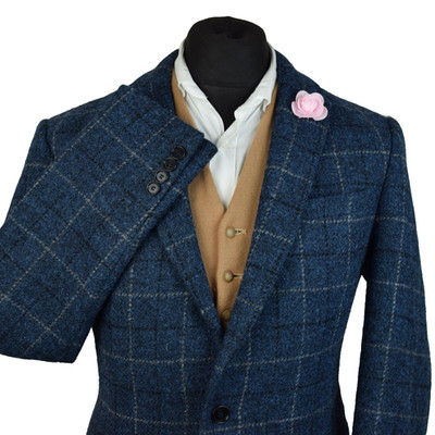 Harris Tweed Tailored Blue Checked Country Blazer Jacket 40R #43 ...