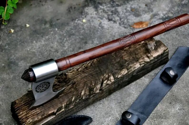 Custom Handmade Vixing Hatchet Axe |Functional |Camping |Battle |Razor ...