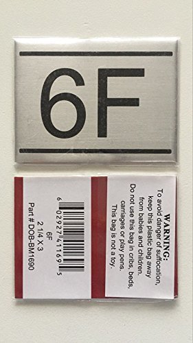 APARTMENT NUMBER SIGN -6F -BRUSHED ALUMINUM (2.25X3, Aluminium)-REF24 ...
