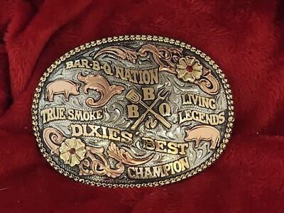 PITMASTER BAR-B-Q PRO CHAMPION TROPHY BUCKLE☆DIXIES BEST COOKOUT☆Rare ...