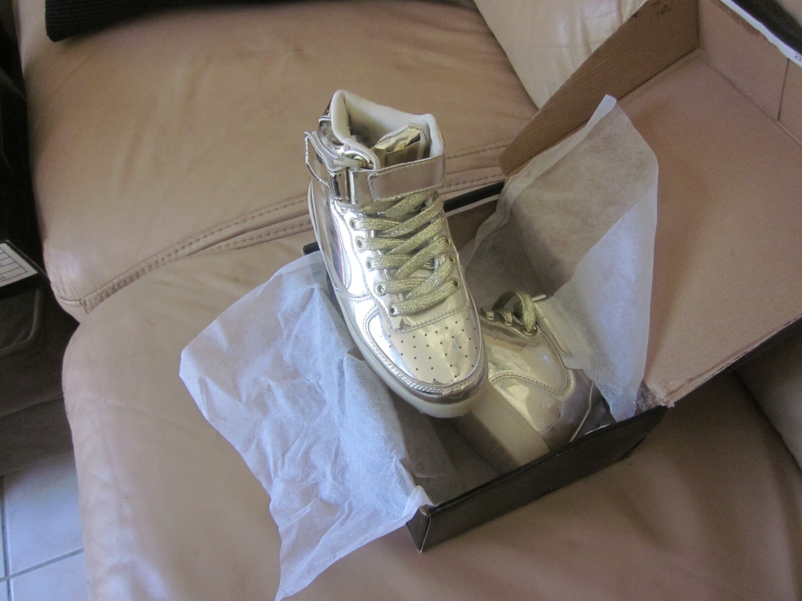 MOHEM High Top Sneakers silver EU 33 Shoes US Size 3 Lace Up girl ...