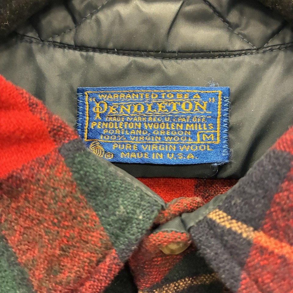 Pendleton Shirt Mens M L Red Tartan Plaid Field Wool Button Up Vintage ...