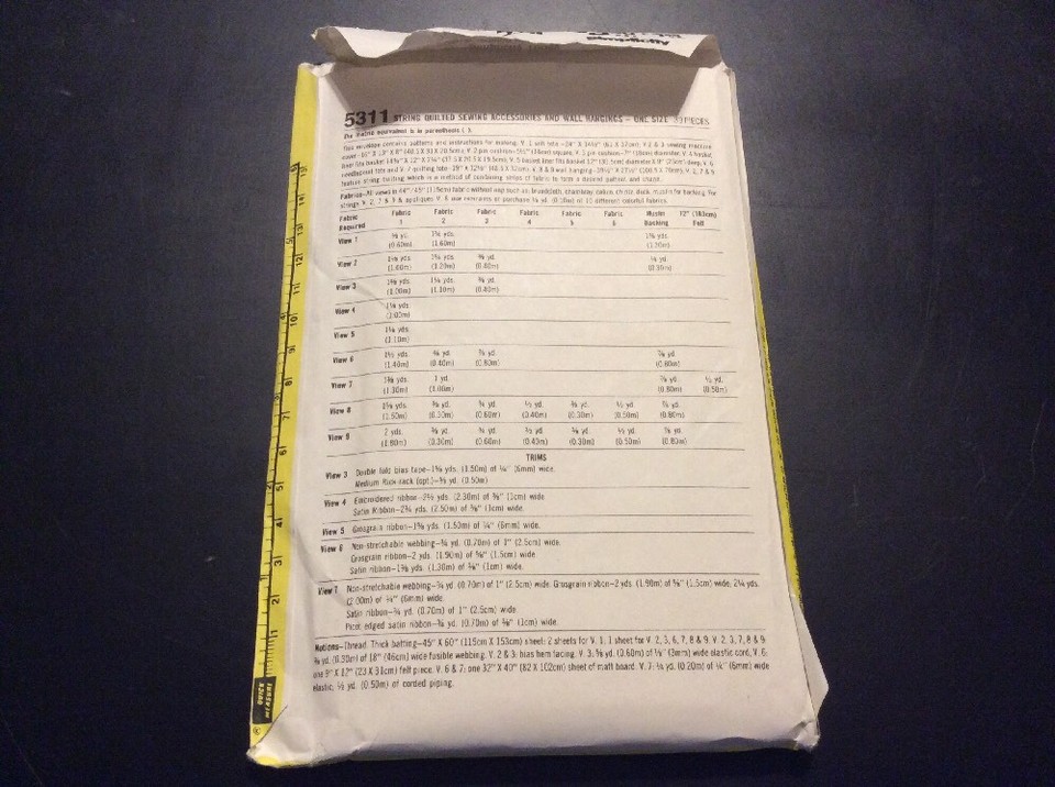 VINTAGE SIMPLICITY #5311 PATTERN STRING QUILTED SEWING ACCESSORIES ...