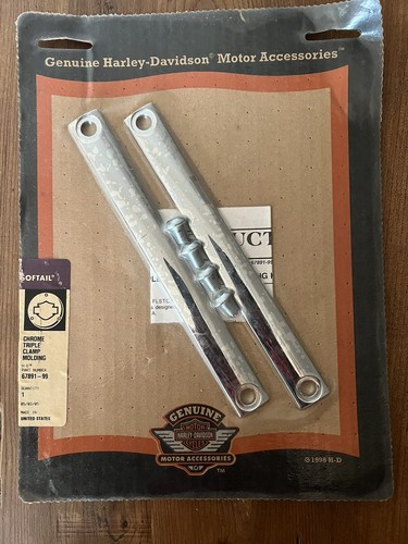 Harley chrome Heritage Fatboy Softail triple tree side fork trim covers ...