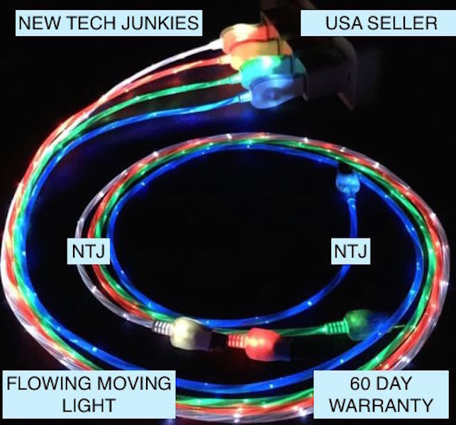 led light-up data charger power charge cable for iPhone X 7 6 4 5s ...