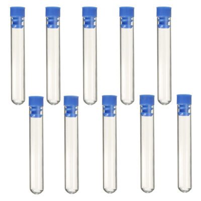 10pcs Clear 12*75mm Borosilicate Glass Test Tubes Rimless Pyrex & Push ...