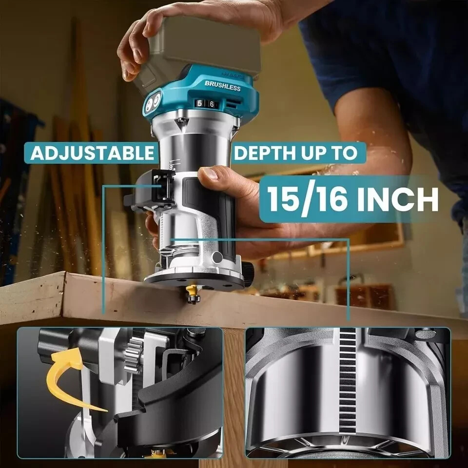 Cordless Compact Router for Makita 18V Battery (Bare Tool), 6 Variable ...