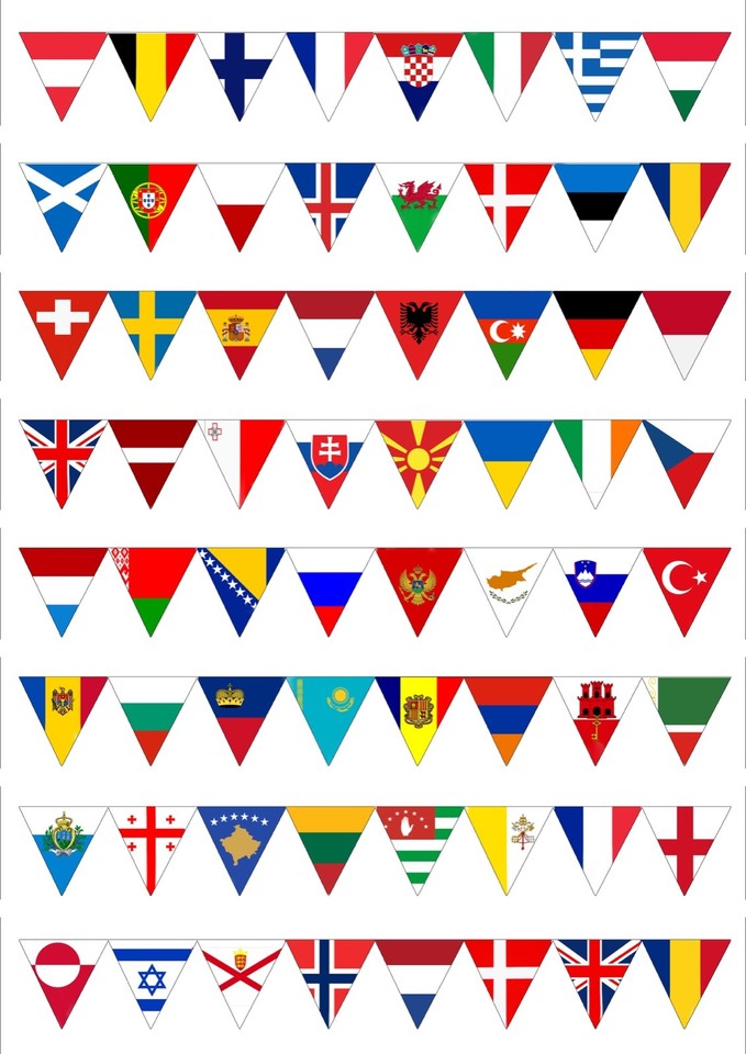 Cake Topper European Europe Flag Eurovision Bunting Edible Wafer Paper ...