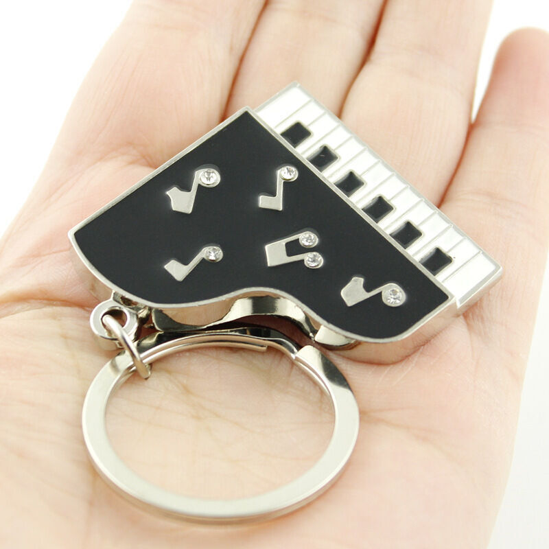 Diamante Grand Piano Shaped Silver Metal Keyring Key Chain Novelty Gift ...