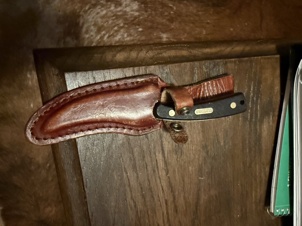 Schrade Old Timer 152OT Sharpfinger Fixed Blade Knife with Leather ...