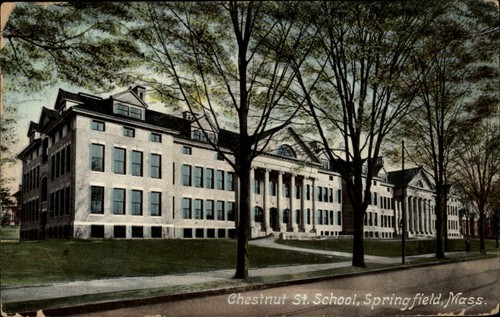Chestnut St School Springfield Massachusetts vintage postcard x324 | eBay