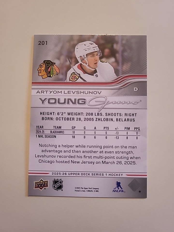 ARTYOM LEVSHUNOV 2025-26 SERIES 1 UD YOUNG GUNS. | eBay