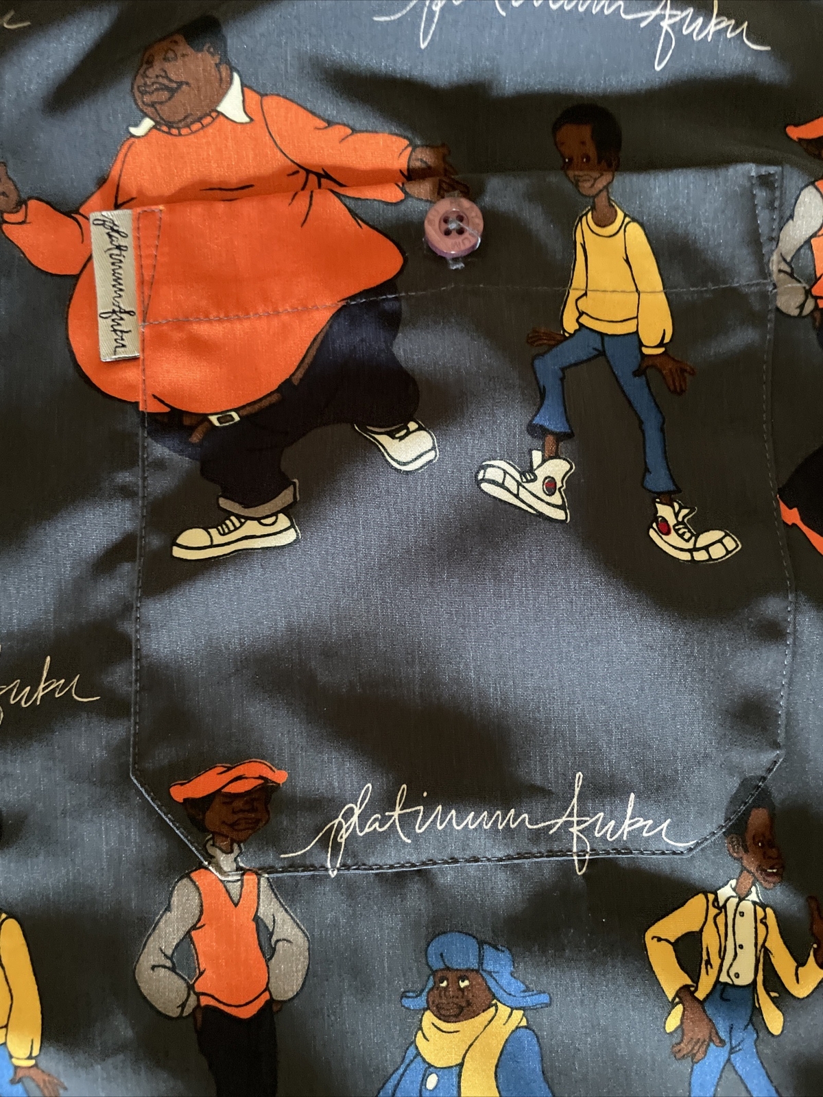 Platinum Fubu Fat Albert Junkyard Gang Print Collar S… - Gem