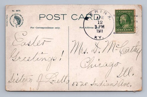 Nerinx Kentucky ~ Antique Marion County Loretto Academy Postcard Cover ...