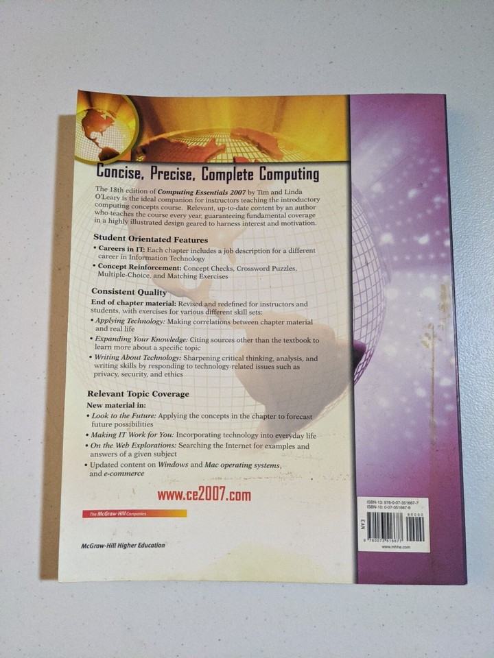 Computing Essentials 2007 by Linda I. O'Leary and Timothy J. O'Leary (2006,... 9780073516677 | eBay