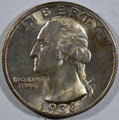 1936-P 25C Washington Quarter, Uncirculated UNC, Book Filler! | eBay