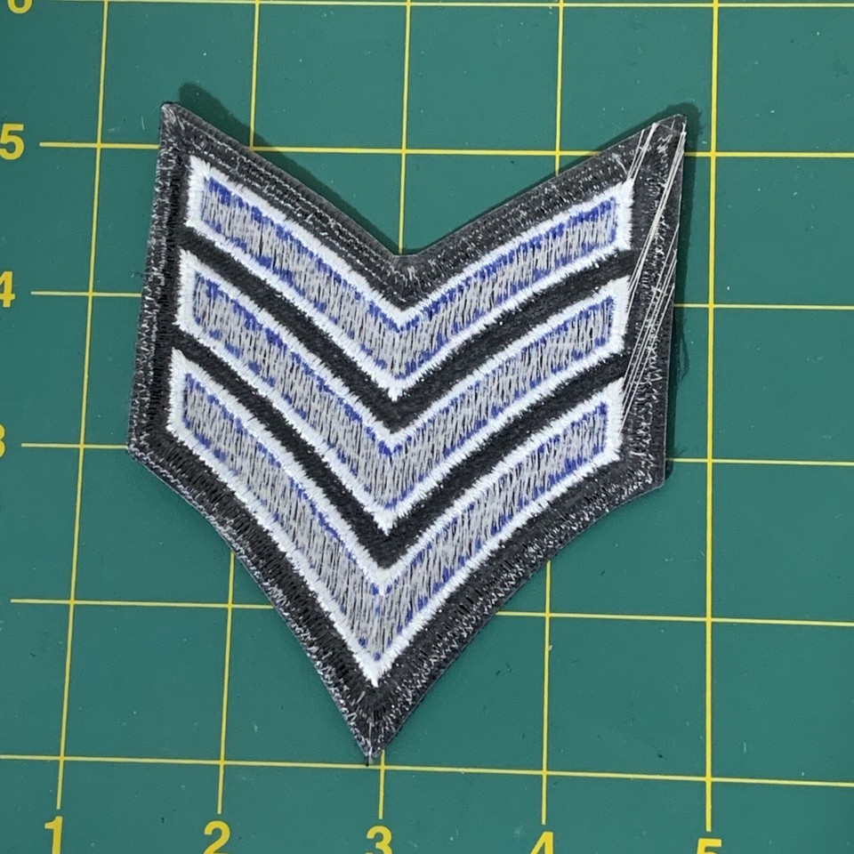 Sergeant Chevron Stripes Police Patch Set Blue with white outline on ...
