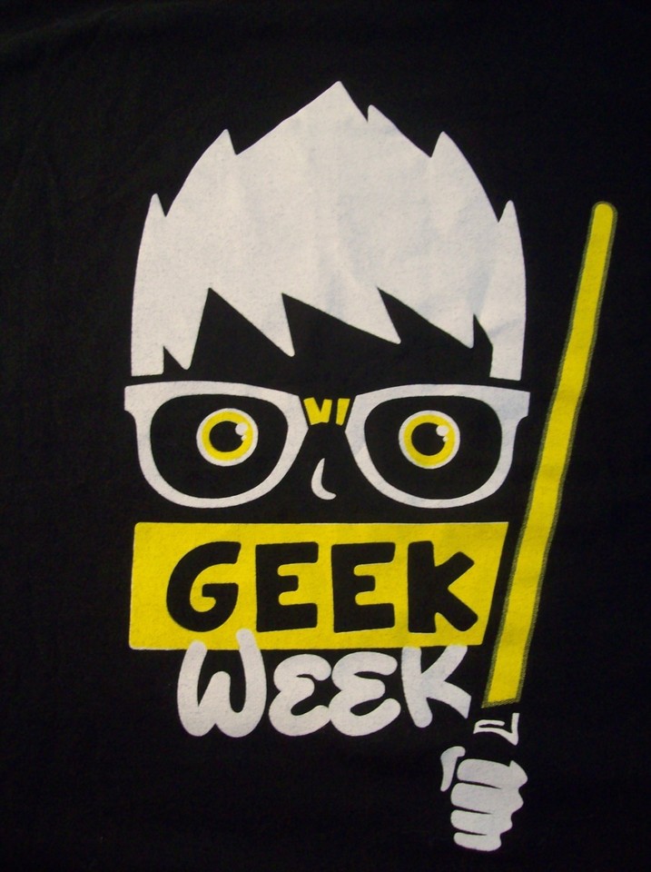Geek Week Light Saber Black Tee Shirt SIZE LARGE Funny Parody The Geek ...