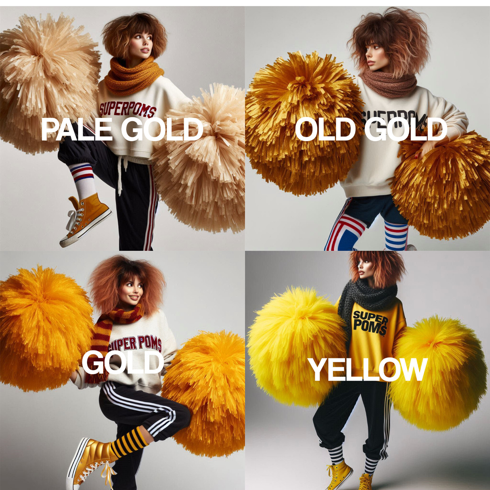 Extra Large Pro Vintage Cheerleader Pom Poms- 30" - NFL, NCAA, MLB, NBA ...