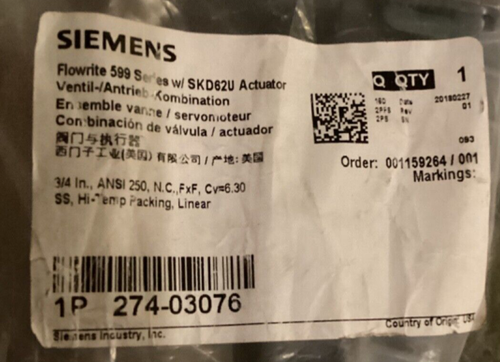 Siemens 2-Port Actuator Valve Assembly (274-03079) for sale online | eBay