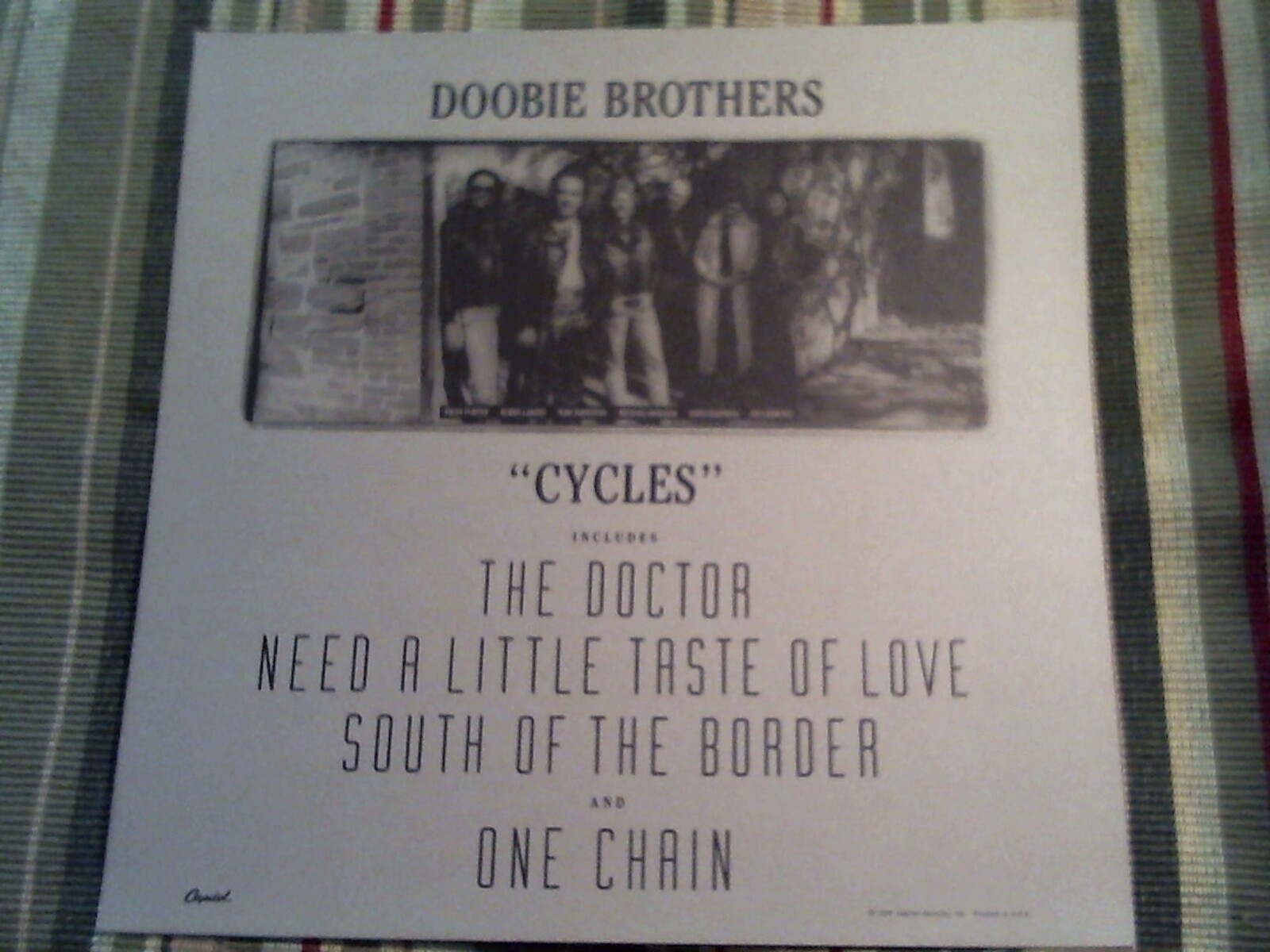 1989 DOOBIE BROTHERS CYCLES ALBUM FLAT DOUBLE SIDED PROMO DISPLAY ...