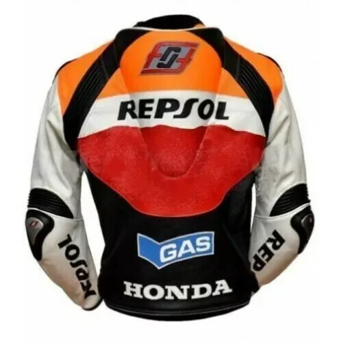 New Honda Repsol Men Motorbike Rider Racing Leather Jacket Ce Armor ...