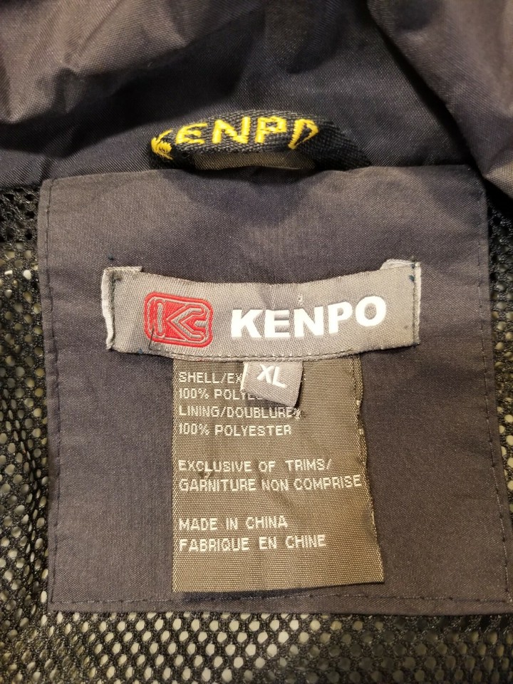 Mens Kenpo Jacket Full Zip Hooded Insulated Size Large Black Gray ...