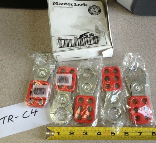 Lot of 5 Master Lockout Lock-Outs Hasps Scissor Snap 420 6-hole New Old ...