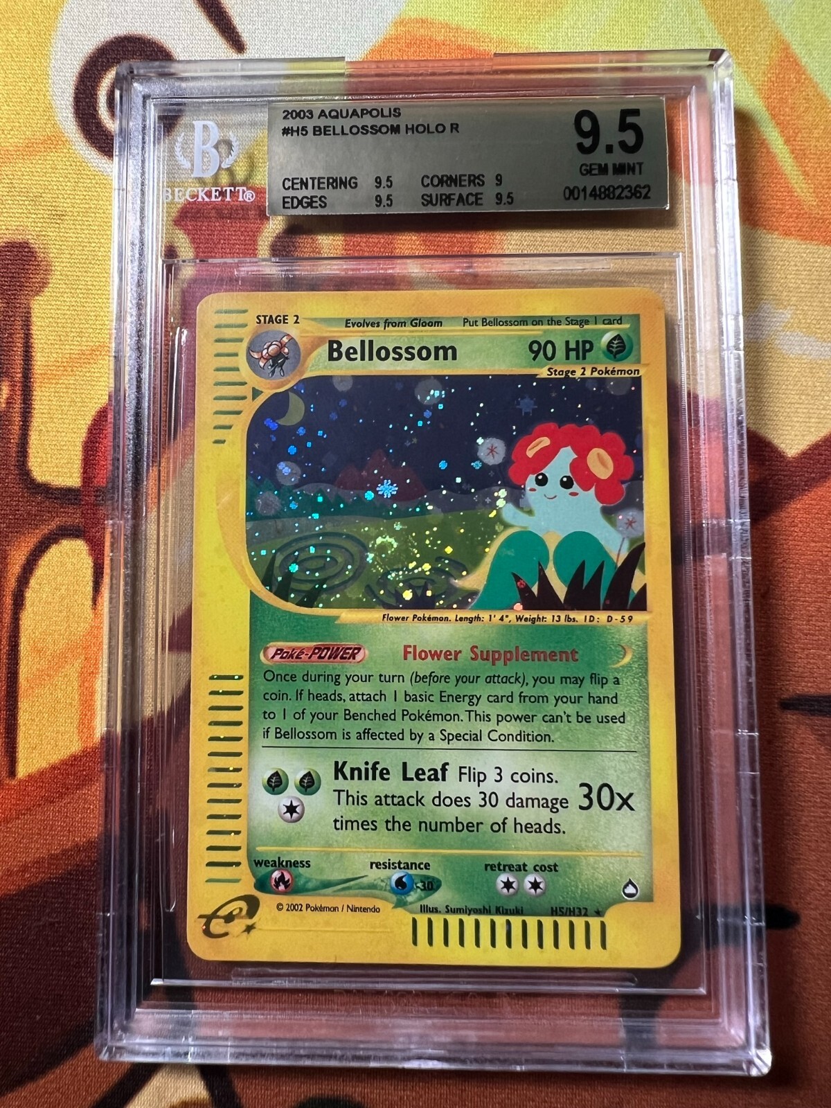 Pokemon TCG E-reader 2003 English aquapolis bellossom holo BGS 9.5 ...