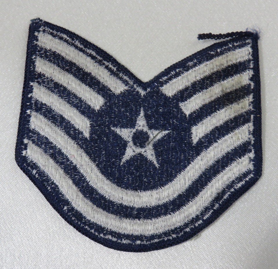 USA Air Force Technical Sergeant E - 6 Chevron Patch Silver on Blue ...