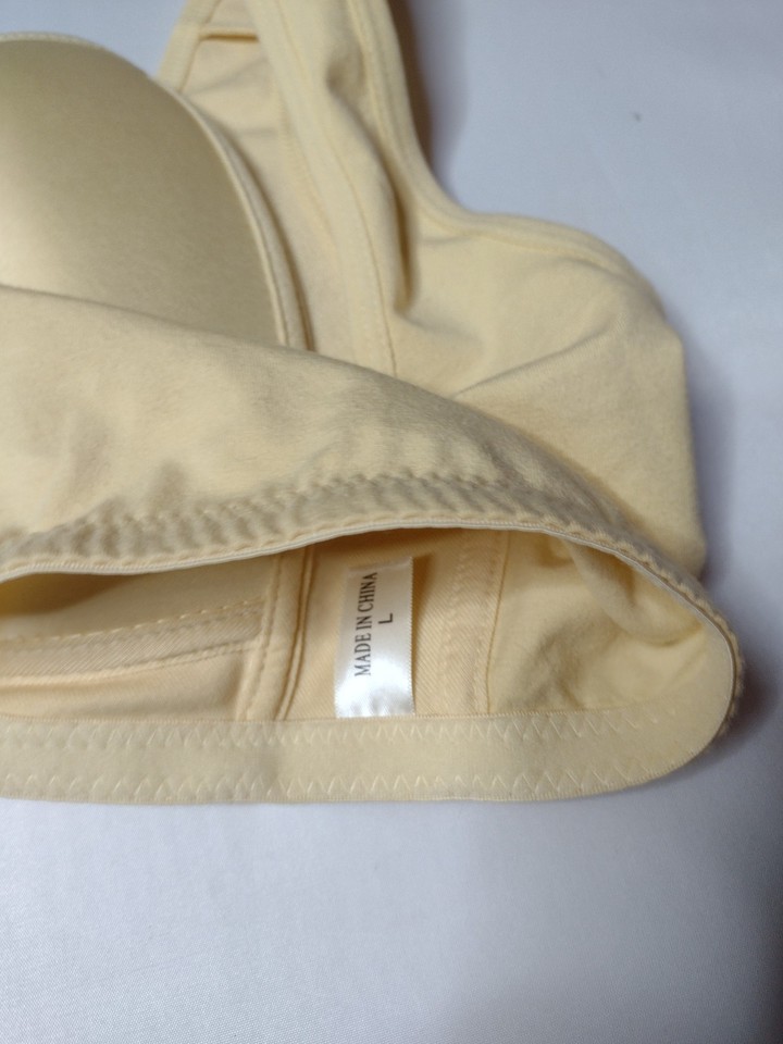 Women's Bralette Bra Large Yellow Wireless Snap Front Wire Free A7 | eBay