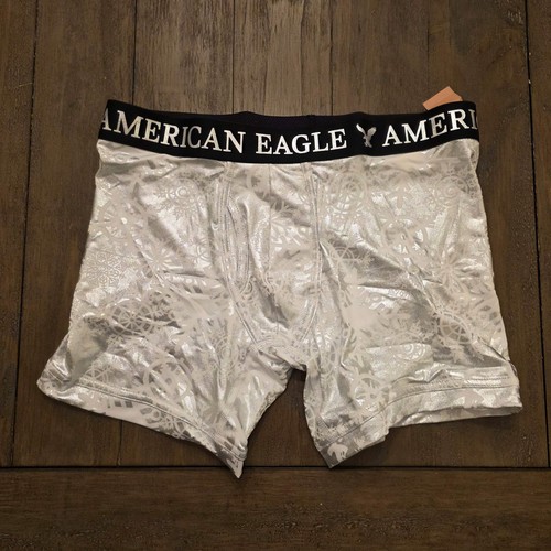 American Eagle Christmas Silver Snowflake Boxer Briefs Underwear Medium ...