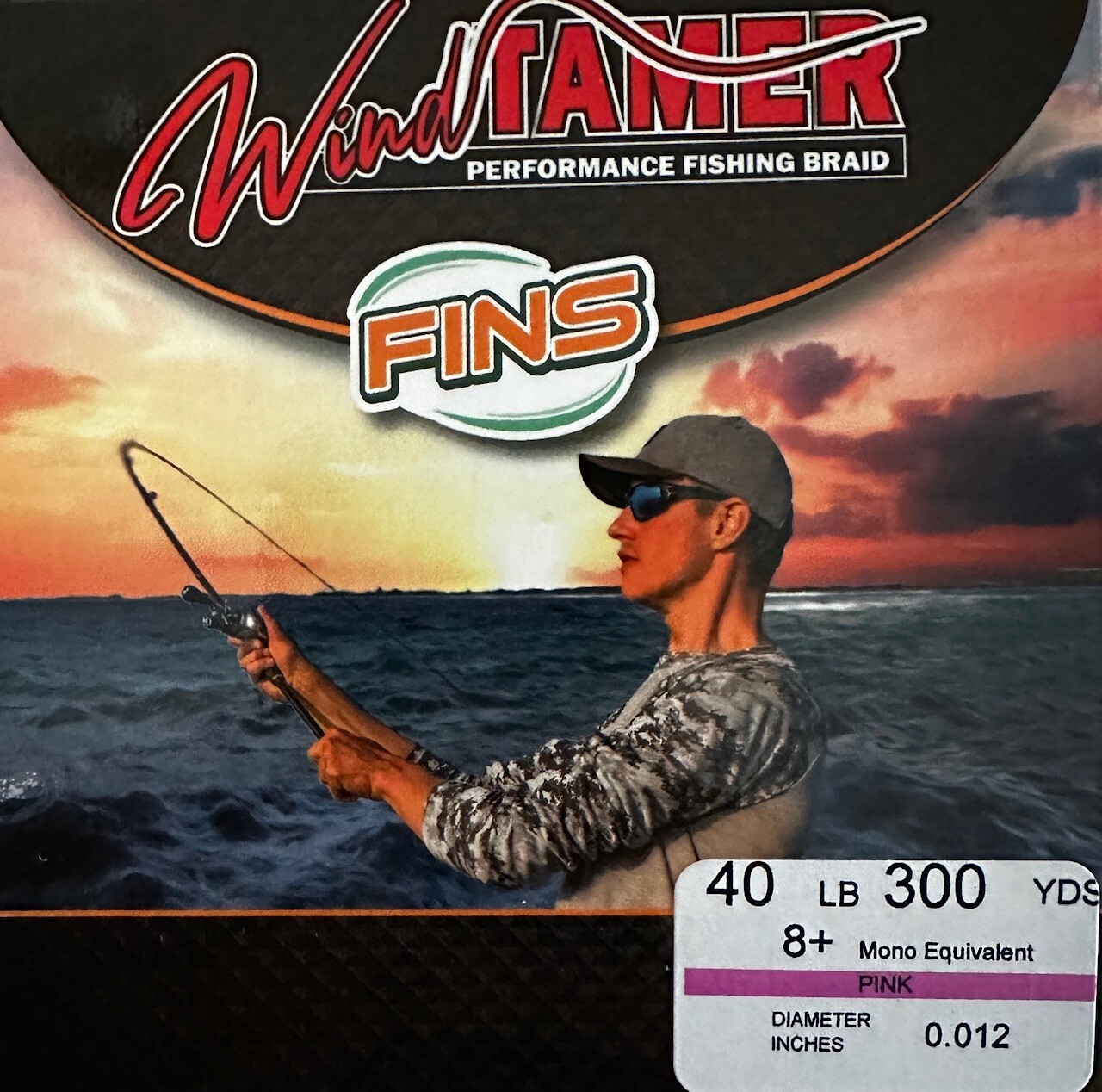 Fins Windtamer Braid Fish Line 40 LB, 300 Yards, PINK Fishing Line, USA ...
