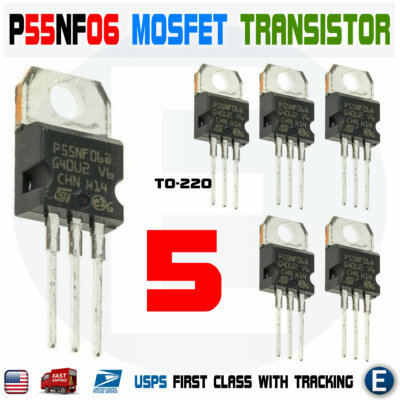 5Pcs STP55NF06 P55NF06 Mosfet Transistor TO-220 ST 50A 60V N-channel | eBay