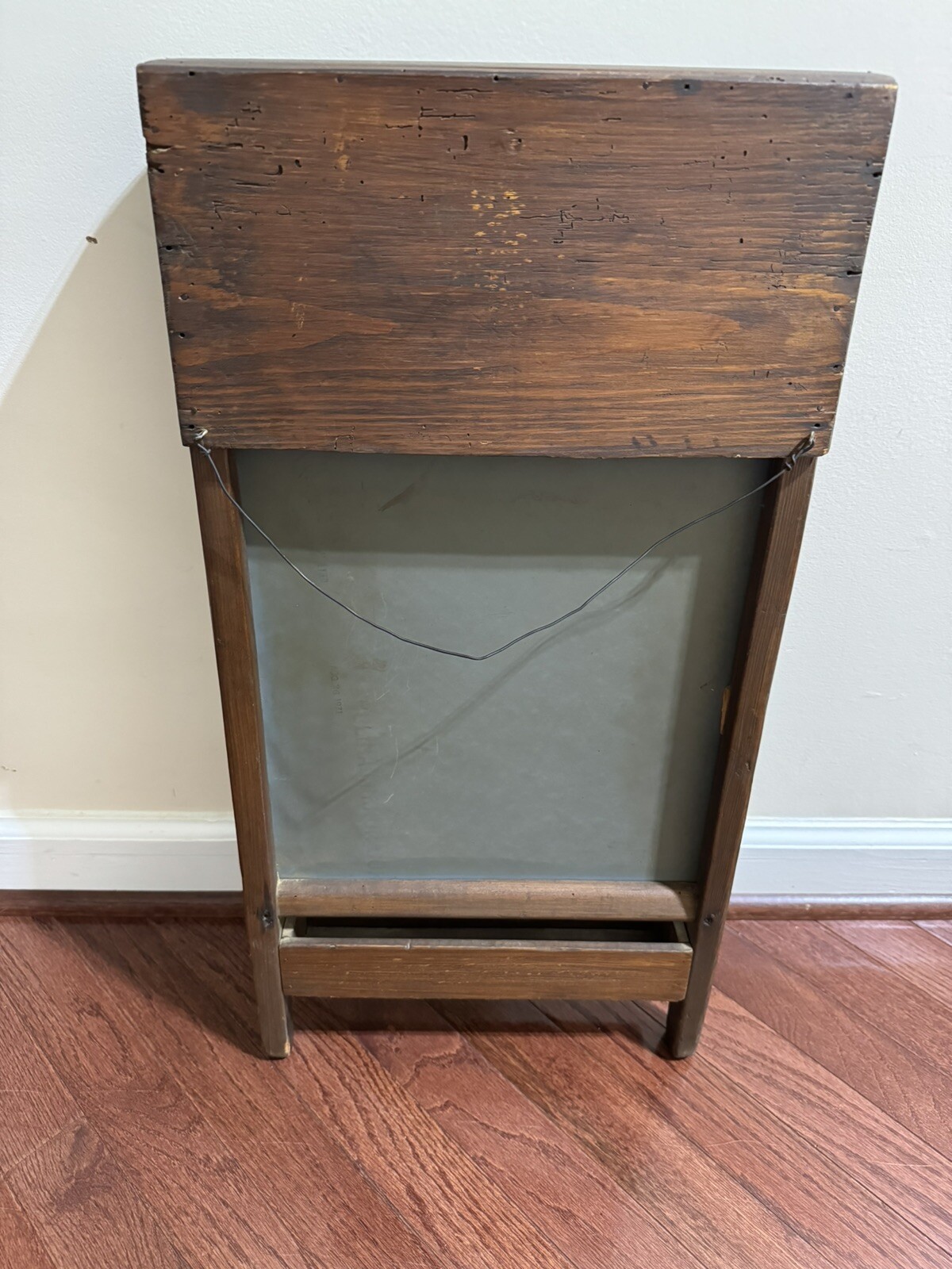 Antique Hand Made Wood Shaving Mirror Wall Hung + Shelf Brush Box | eBay