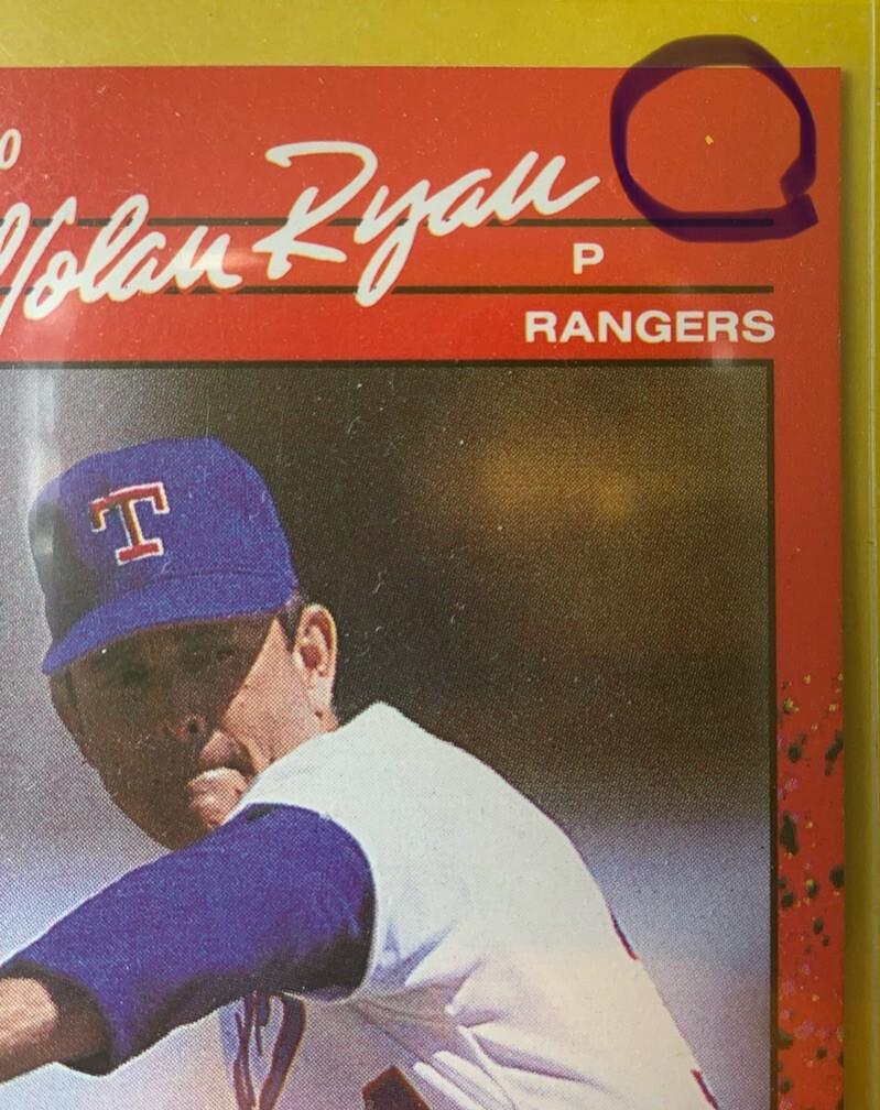 1990 Nolan RYAN ERRORS #166 DONRUSS Texas Rangers Baseball card NO DOT ...