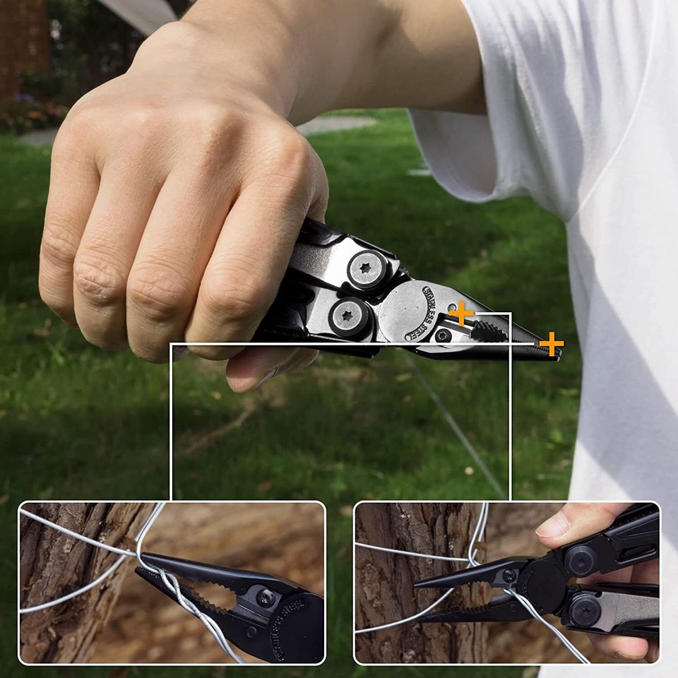 Flissa 16-in-1 Multitool Plier Folding Pocket Tool Bottle Opener Knife ...