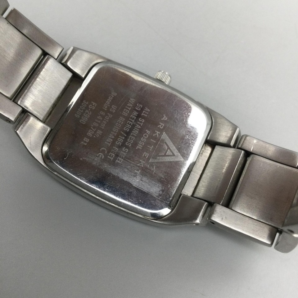 Fossil Arkitekt Watch Mens 31mm Blue Dial Date Rectangular New Battery ...