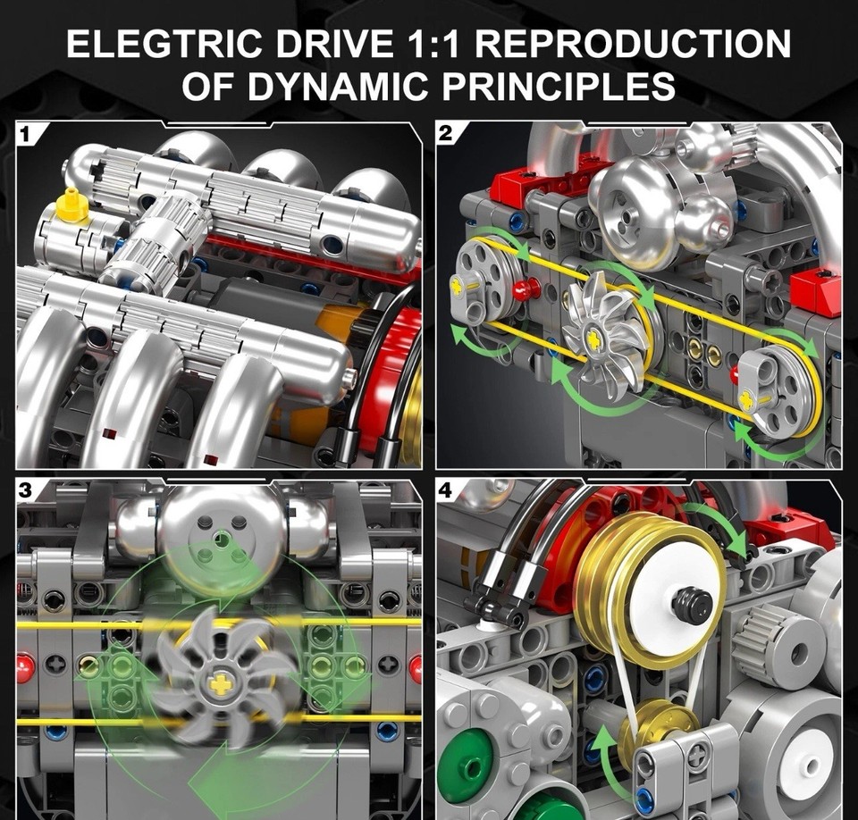 Mould King 10193 Boxer Engine Motor Drive Cylinder Building Block Toy ...