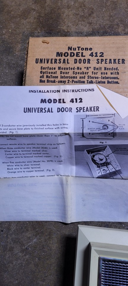 NuTone 2067-2068 Intercome + 4 NuTone Model 412 door speakers | eBay