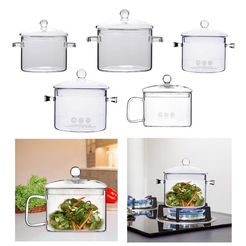 Stovetop Cooking Pot Heat Resistant Handmade Glass Cookware Mixing ...