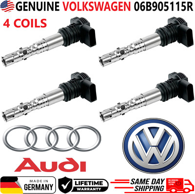GENUINE VW x4 Ignition Coils For 1999-2007 Volkswagen Audi 1.8L 2.7L ...