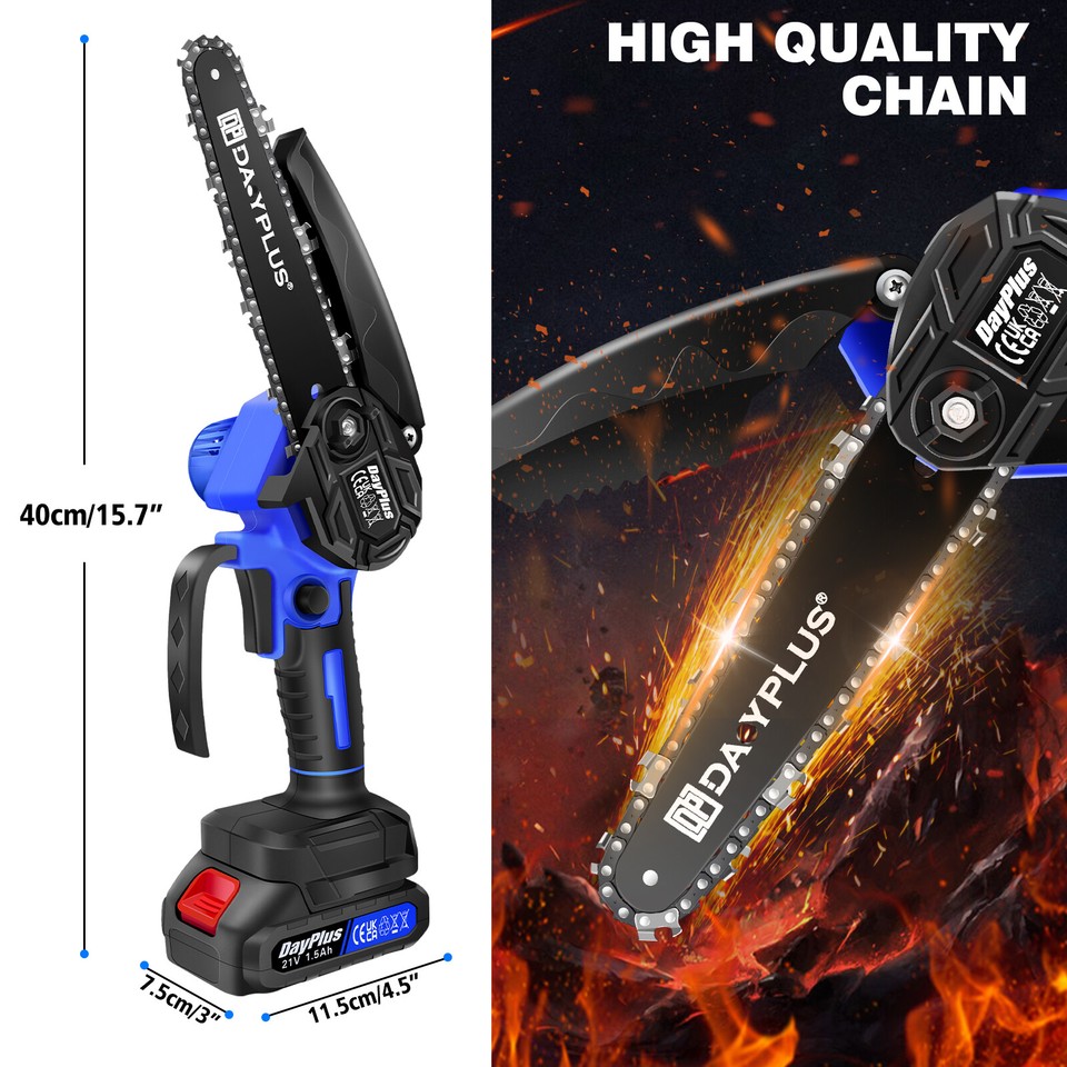 18V Cordless Chainsaw Kit 1200W Mini Handheld 4/6 Inch Chain Saw Wood ...
