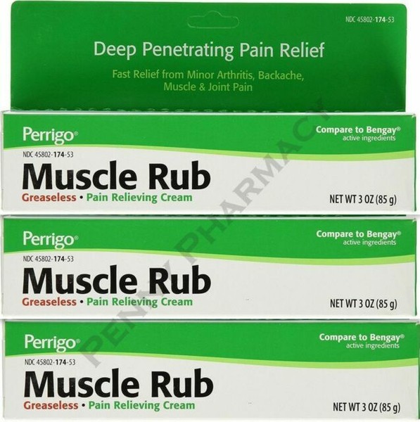 Perrigo Muscle Rub Pain Treatment Cream - 3oz (3 Pack) for sale online ...